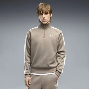 PUMA T7 Quarter-zip Track Jacket With Signature Stripes - Beige