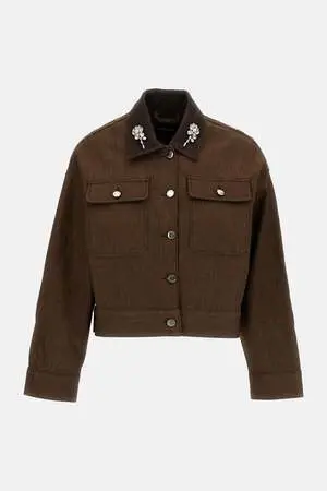 Simone Rocha Cropped Utility Jacket With Embellished Collar - Multicolor
