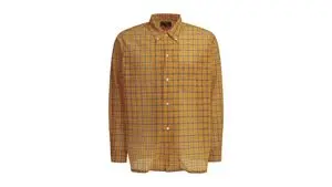 BEAMS Open Bd Nylon Airy Plaid Casual Shirt - Orange