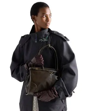 Prada Bonnie Large Leather Handbag - Green