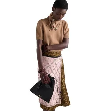 Prada Embroidered Cady Apron With Stone Embellishments