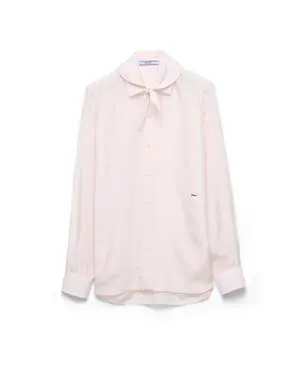 Prada Silk Poplin Shirt With Detachable Scarf - Pink