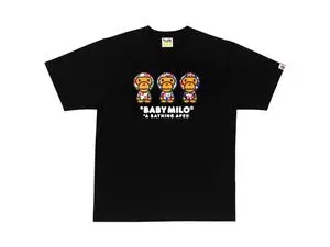 A BATHING APE Eu Camo Baby Milo Tee Shirt - Black