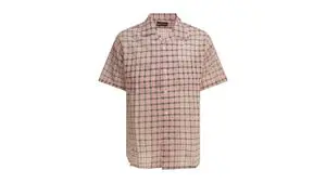 BEAMS Open Collar Nylon Airy Plaid Casual Shirt