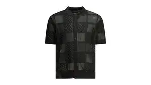 BEAMS Textured Knit Buttondown Polo Shirt - Black