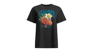 GANNI Strawberry Crewneck Sweat-shirt T-shirt - Black