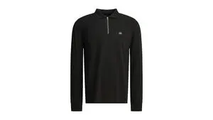C.P. COMPANY Halfzip Polo Logo Shirt - Black