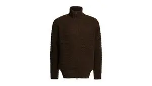 BEAMS Wool Zipper Sweater - Brown