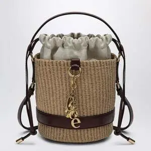 Chloé Charms Basket Bag In Natural Fibers - Brown