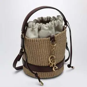 Chloé Charms Basket Bag In Natural Fibers - Brown