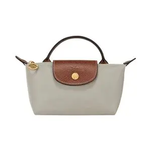 Longchamp Le Pliage Original Pouch With Handle 'pebble - Grey