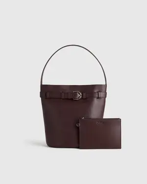 Quince Chiara Belted Bucket Bag - Deep Plum