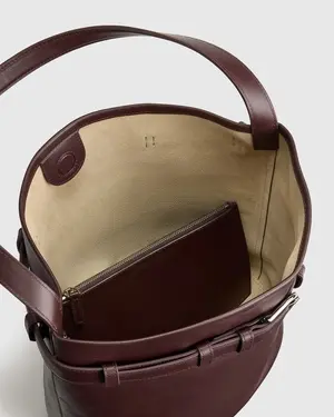 Quince Chiara Belted Bucket Bag - Deep Plum