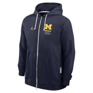 JORDAN BRAND Michigan Wolverines 2026 Sideline Standard Issue Dri-fit Full-zip Hoodie - Navy