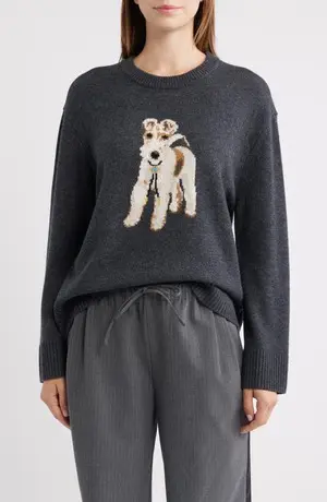 ROWING BLAZERS Terrier Merino Wool & Cashmere Sweater - Heather Gray