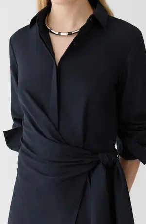 Lafayette 148 New York Wool Wrap Midi Dress