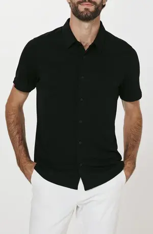 7 Diamonds Napoli Short Sleeve Stretch Shirt - Black
