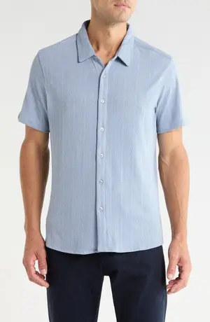 7 Diamonds Napoli Short Sleeve Stretch Shirt - Dusty Blue