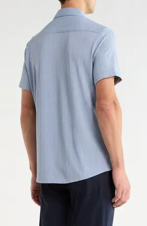 7 Diamonds Napoli Short Sleeve Stretch Shirt - Dusty Blue