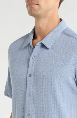 7 Diamonds Napoli Short Sleeve Stretch Shirt - Dusty Blue