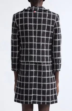Thom Browne Windowpane Check V-neck Cardigan Jacket