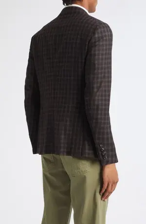Isaia Check Wool & Cashmere Sport Coat - Dark Brown 450