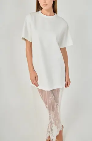 Endless Rose Mixed Lace T-shirt Midi Dress