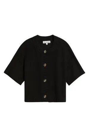CITY BLUES Broome Short Sleeve Crop Cardigan - Black