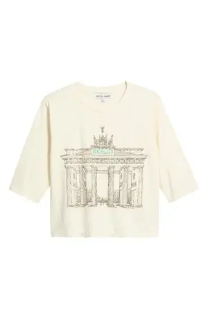 CITY BLUES Three-quarter-sleeve Graphic Print Top