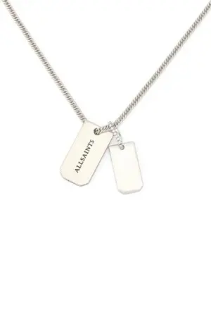 ALLSAINTS Dog Tag Long Pendant Necklace - Warm Silver