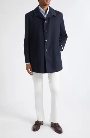 Isaia San Gennaro Cashmere Jacket With Embroidered Lapels