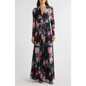 Anne Klein Twist Front Maxi Dress - Deep Jade Multi