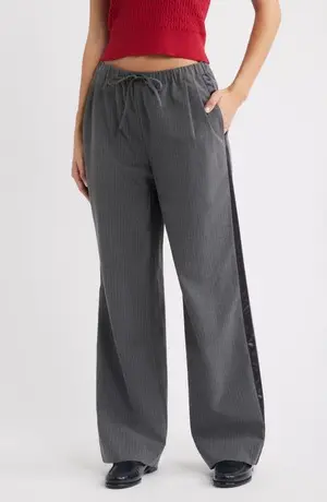ROWING BLAZERS Pinstripe Wide Leg Pants With Side Stripes