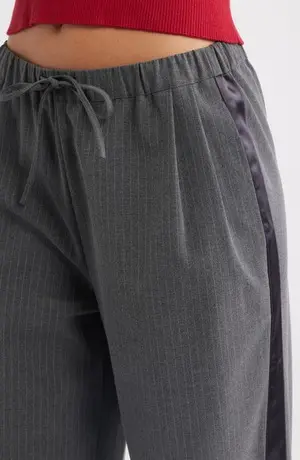 ROWING BLAZERS Pinstripe Wide Leg Pants With Side Stripes