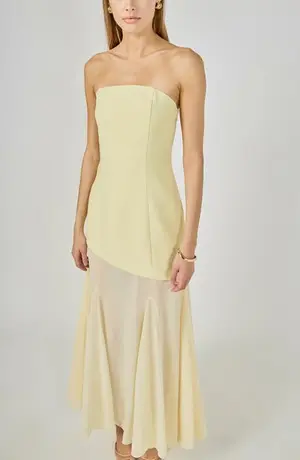 Endless Rose Strapless Combined Godet Maxi Dress