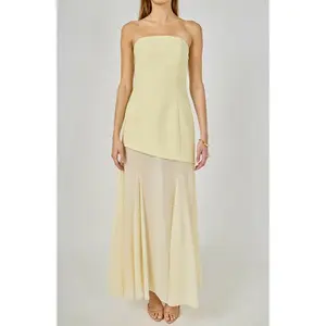 Endless Rose Strapless Godet Maxi Dress - Yellow