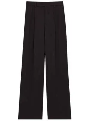 Saint Laurent Pleated Wide-leg Trousers With Pinstripes