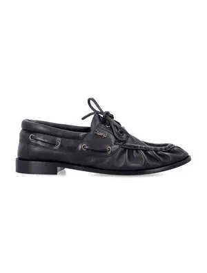 Saint Laurent SAINT LAURENT Leather Boat Shoe Loafers Nero
