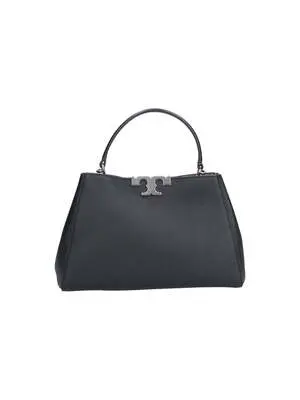 Tory Burch Pebbled Leather Top Handle Satchel - Black