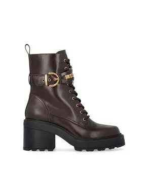 Pinko Lace-up Buckle Ankle Boots - Moro