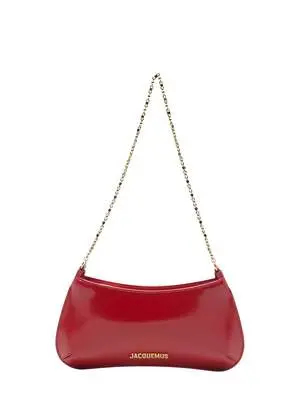 Jacquemus Calf Leather Chain Handbag With Gold-tone Hardware - Red