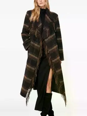 MARANT ETOILE Gihan Fringed Plaid Coat - Brown