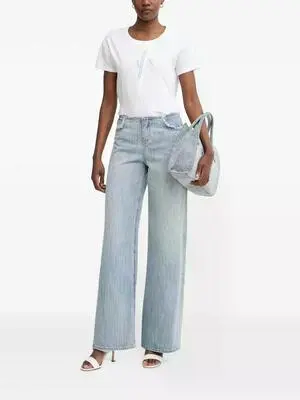 Armani Exchange Frayed-edge Wide-leg Jeans - Blue