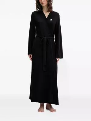 Dkny Logo-print Belted Robe - Black