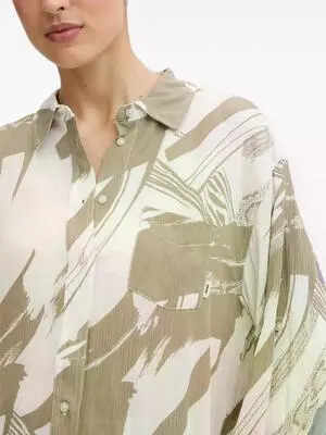 Dkny Abstract-print Chest-pocket Shirt - White