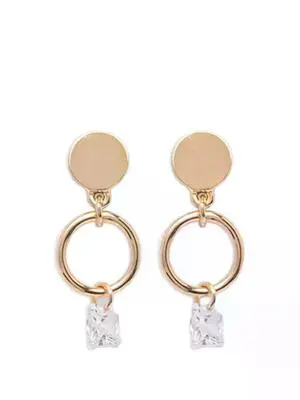 Dkny Crystal Pendant Hoop Drop Earrings - Gold