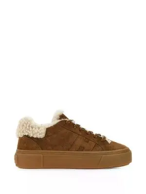 Hogan Crosswind Suede Sneakers With Shearling Trim
