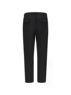 LARDINI Elasticated-waistband Straight-leg Trousers - Black