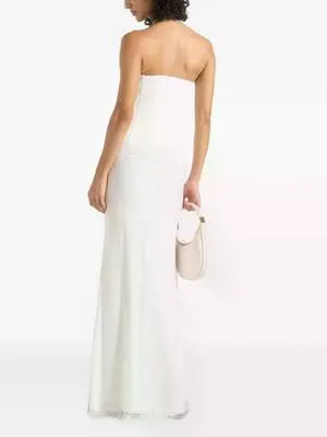 Manière De Voir Corina Satin Corset Cowl-lace Maxi Dress - White