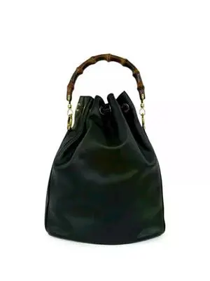 Gucci 20th Century Nylon Bamboo Bucket Bag - Black